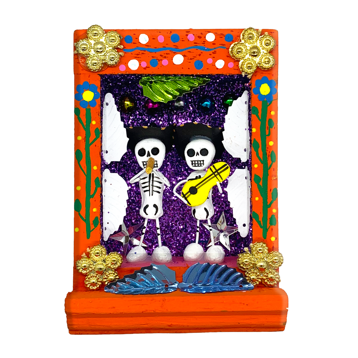 Handmade Shadow Box Nicho - Calaca Musicos (Skeletons) – Muertolandia.com