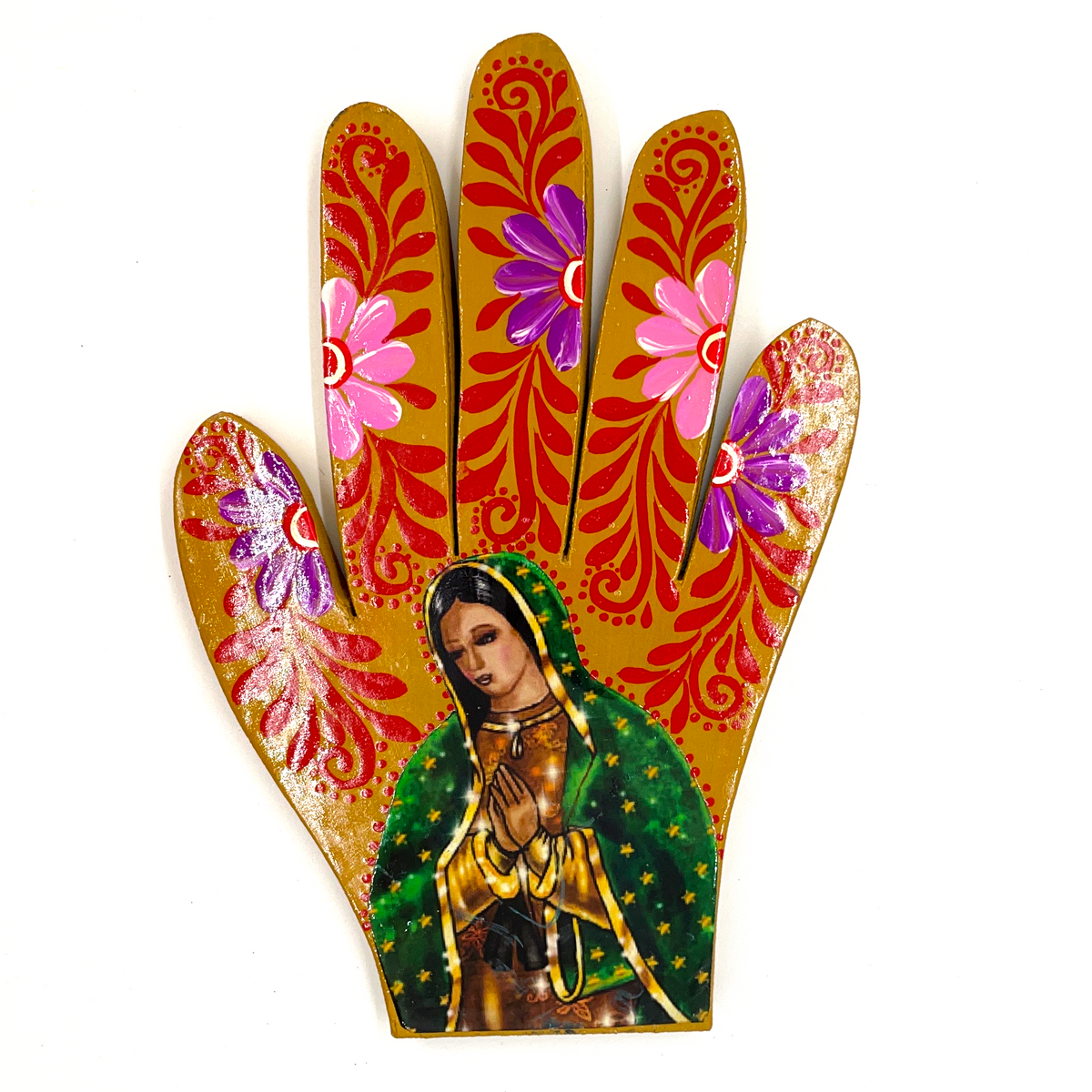 Handmade Mexican Wood Milagro Hands - Virgen de Guadalupe ...