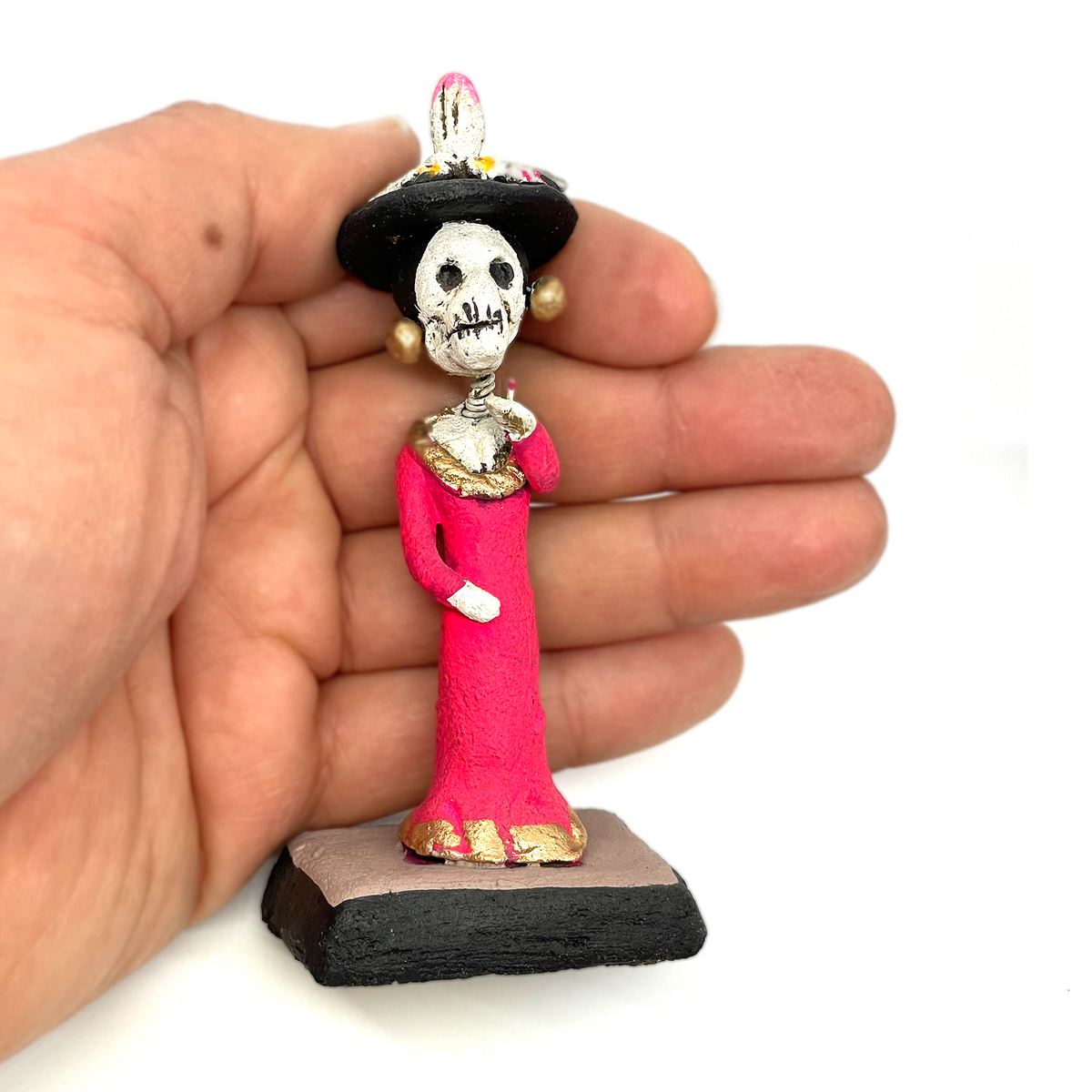 Handmade Mexican Catrina Figurine - Catrina Hortencia Spring Neck ...